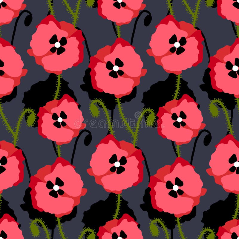 Poppy seamless pattern stock vector. Illustration of print - 67148877