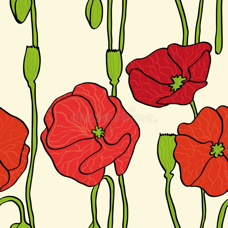 Poppy seamless stock illustration. Illustration of nature - 31315633