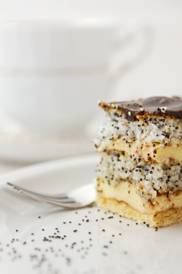 Tasty German Pie with Poppy Seeds and Chocolate Stock Photo - Image of ...