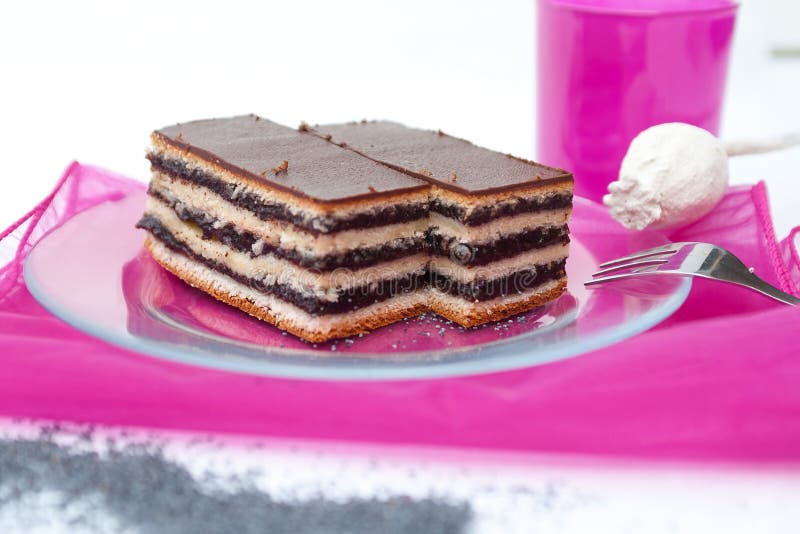 Poppy seed cake with jam stock photo. Image of marmalade - 20772332