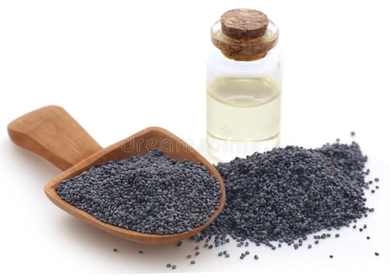 Poppy seeds with extract stock photo. Image of closeup - 117357030