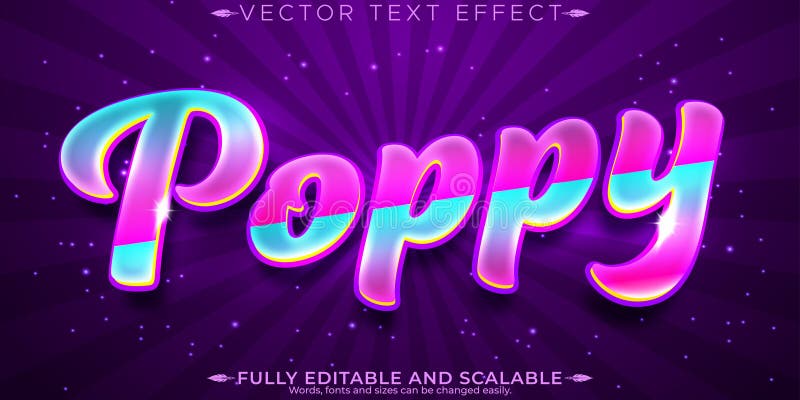 Poppy Text Effect, Editable Music and Party Text Style Stock Vector ...