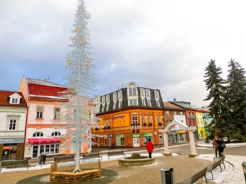 Poprad, Slovakia - December 31, 2019: the People at Winter Old Town ...