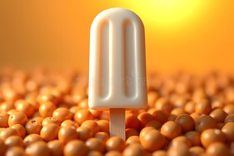 Popsicle Made from Soy Milk, with a Background of Soybeans on the Back ...