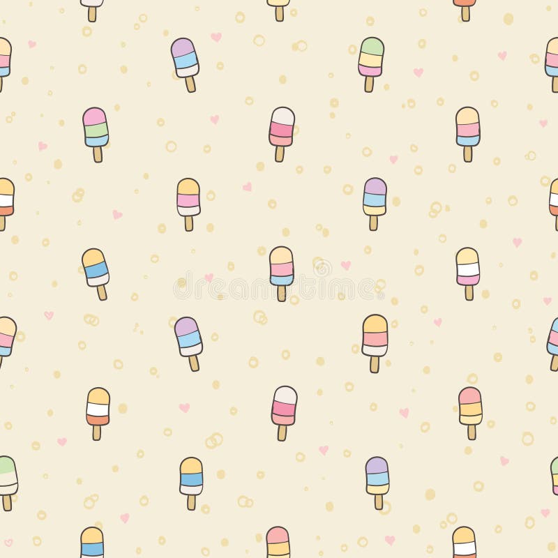 Colorful Hand Drawn Popsicle Seamless Pattern - Vector Stock Vector ...