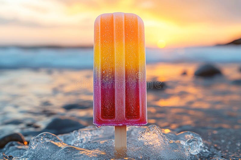 Popsicle with Rainbow Colors on a Long Stick on a Summer Background ...