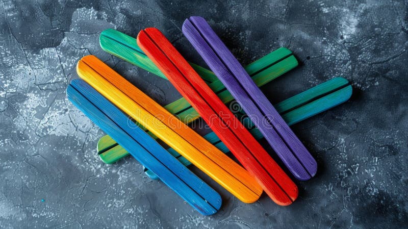 Popsicle Sticks in Different Colors Stock Photo - Image of orange ...