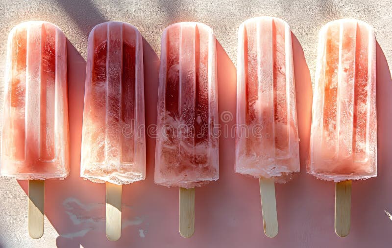 Popsicles Arranged in Rows on a Pink Background in a Studio Setting. a ...