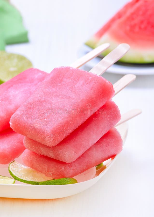 Popsicles from Frozen Watermelon Stock Photo - Image of frozen, dessert ...