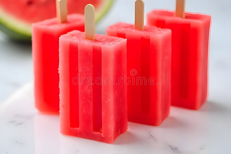 The Popsicles Made from Bright Red Watermelon Stock Illustration ...