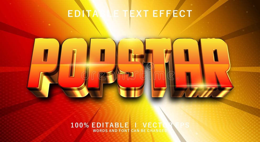 Popstar 3d Vector Text Effect with Modern Style Design Stock Vector ...