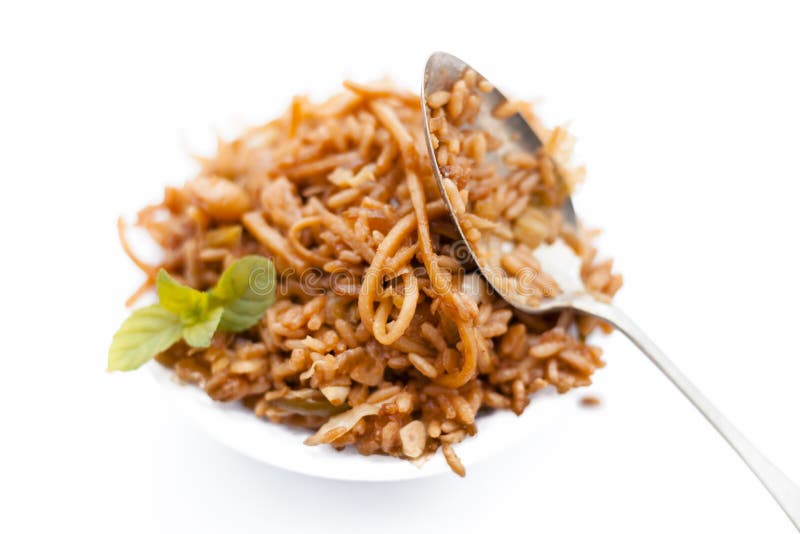 Popular Chinese or Thai Dish Chowman Fried Rice Dish in a Bowl Isolated ...