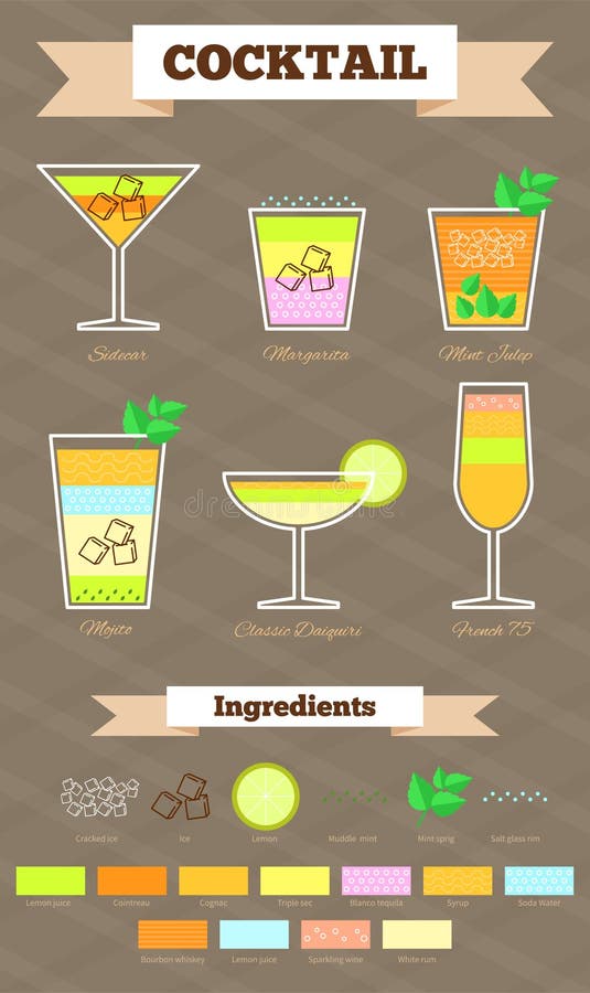 Popular cocktail set stock vector. Illustration of object - 58502395