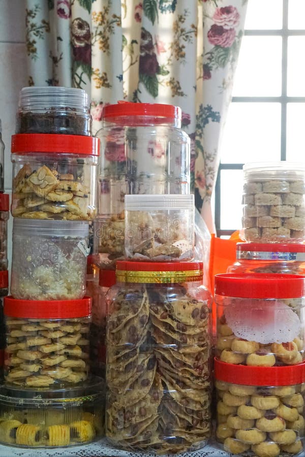 Raya Cookies in Containers stock image. Image of drink - 372491509