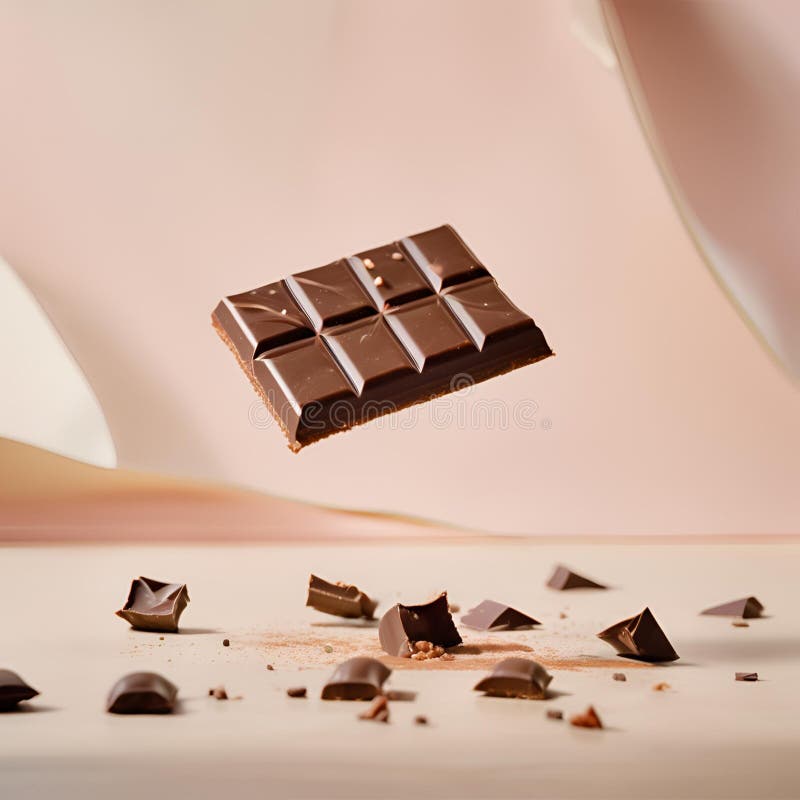 A Popular Dessert Snack of a Broken Chocolate Bar Floating in the Air ...