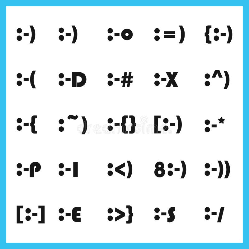 Popular Facial Expression Thick Font Type Character Faces Emoticons Set ...
