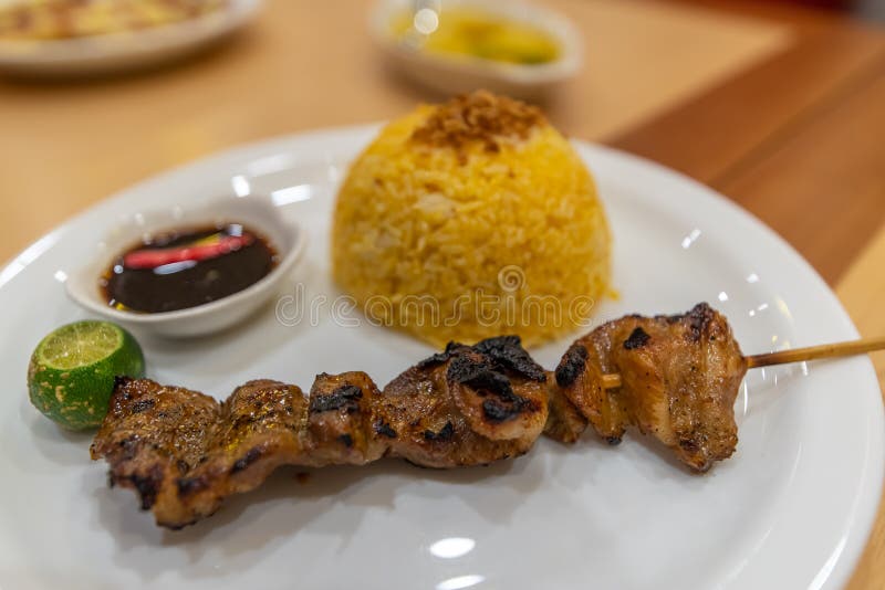 Popular Filipino Food Pork Inasal with Java Rice Stock Photo - Image of ...