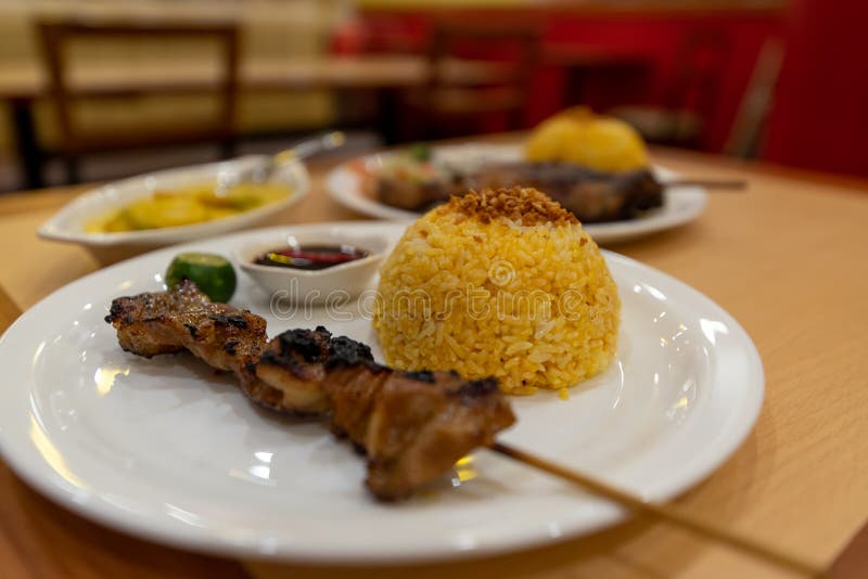 Popular Filipino Food Pork Inasal with Java Rice Stock Image - Image of ...