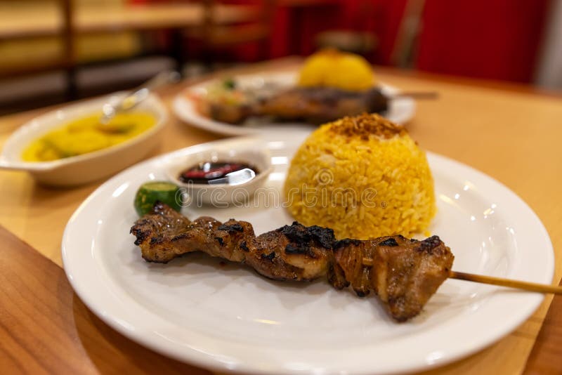 Popular Filipino Food Pork Inasal with Java Rice Stock Image - Image of ...