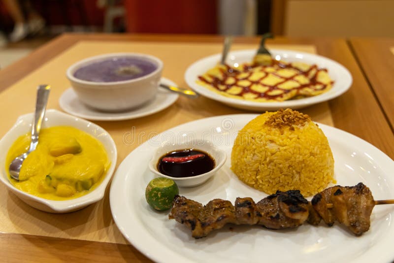 Popular Filipino Food Pork Inasal with Java Rice Stock Photo - Image of ...