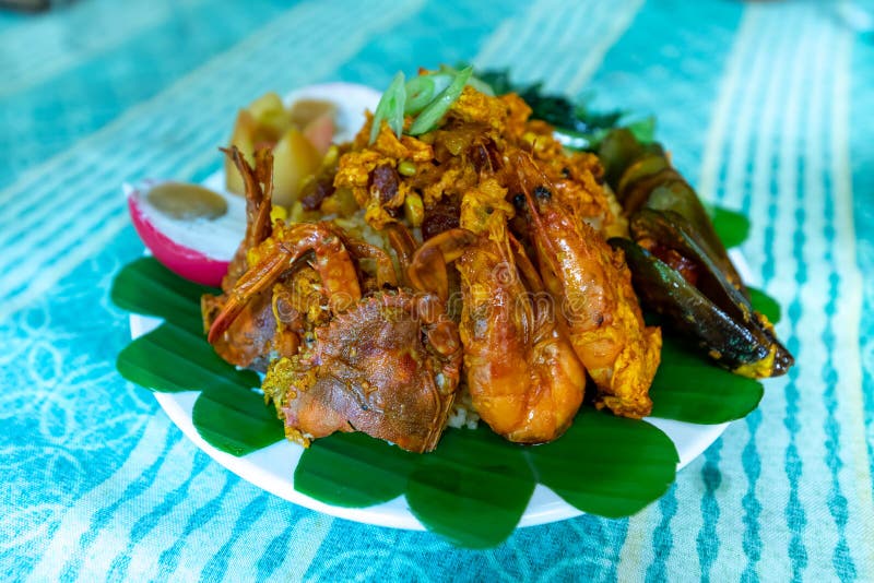 Popular Filipino Food Seafood with Java Rice Stock Image - Image of ...