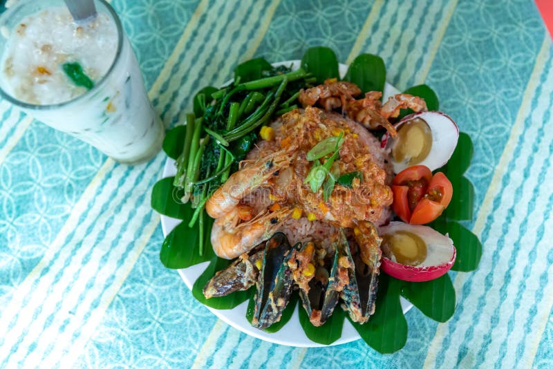 Popular Filipino Food Seafood with Java Rice Stock Photo - Image of ...