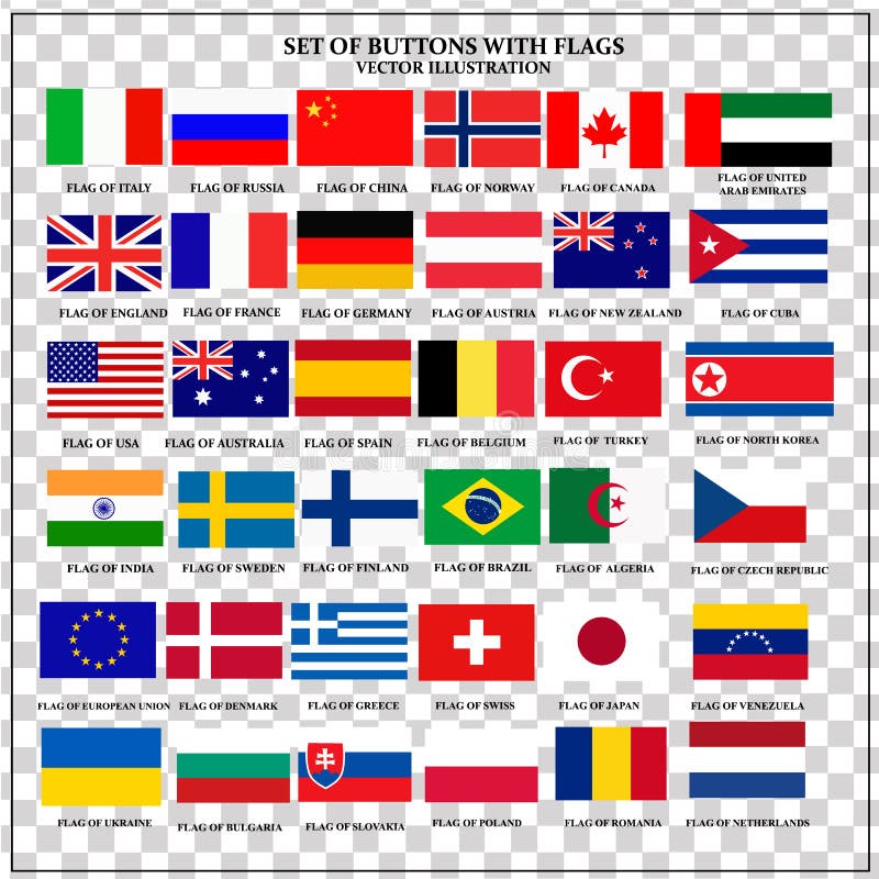 Popular Flags Banners Set. Vector. Stock Vector - Illustration of china ...