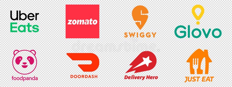 Popular Food Delivery Service Logos: Uber Eats, Zomato, Glovo, Just Eat ... Popular Food Delivery Service Logos: Uber Eats, Zomato, Glovo, Just Eat ...