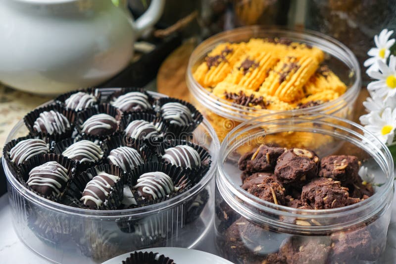 Popular Hari Raya Cookies in Malaysia Stock Photo - Image of food ...