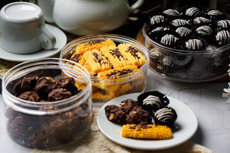 Popular Hari Raya Cookies in Malaysia Stock Image - Image of food ...