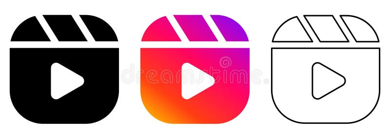 Popular Instagram Reels Buttons Stock Vector - Illustration of play ...
