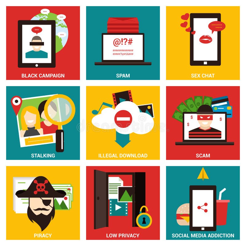 Popular Internet Activity Flat Icon Stock Vector - Illustration of ...