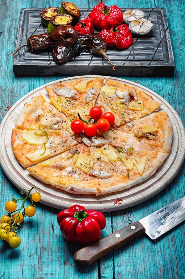 Popular meat pizza stock image. Image of cuisine, meat - 74454665