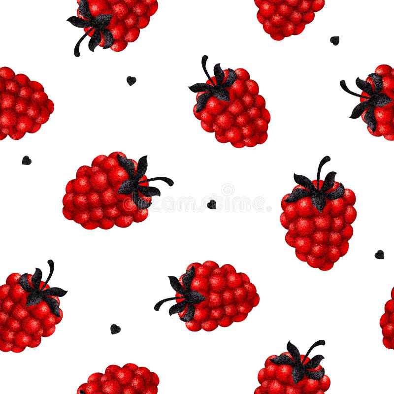 Popular Modern Style Print with Raspberry. Trendy Seamless Pattern ...