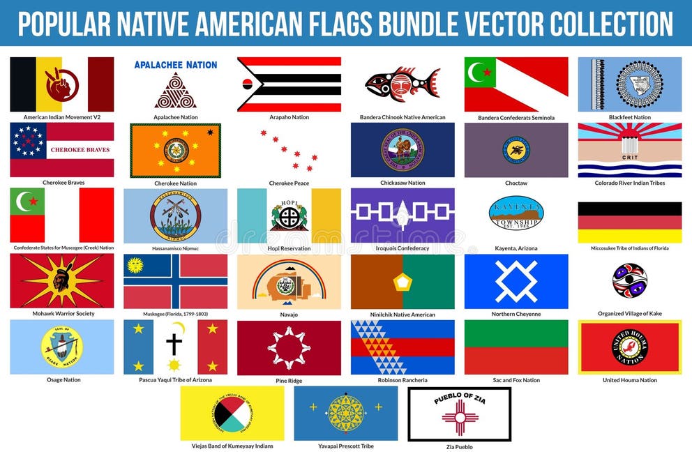 Popular Native American Flags Bundle Vector Illustration Premium ...