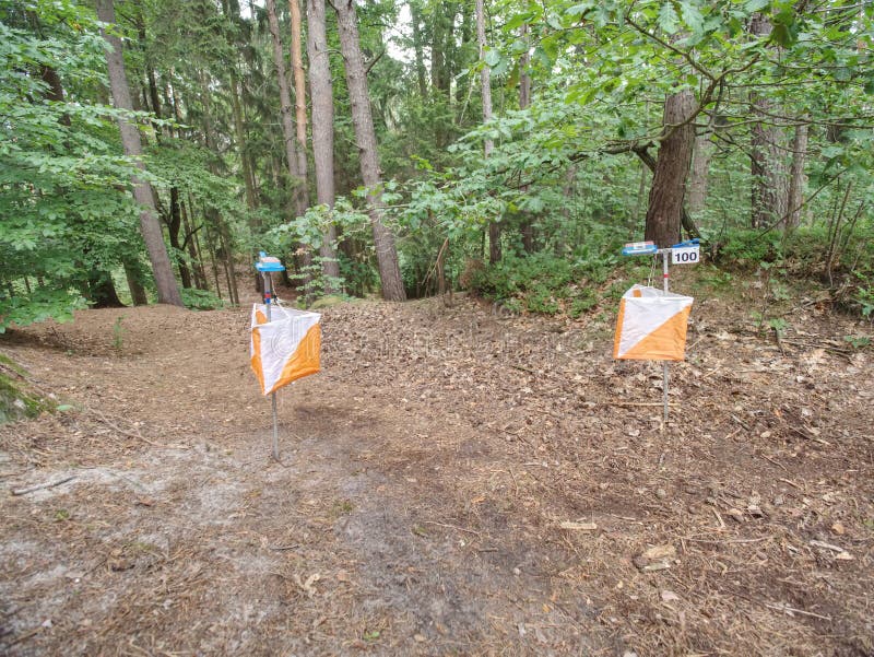 Flag Route Marker on the Orienteering Race Track Stock Photo - Image of ...