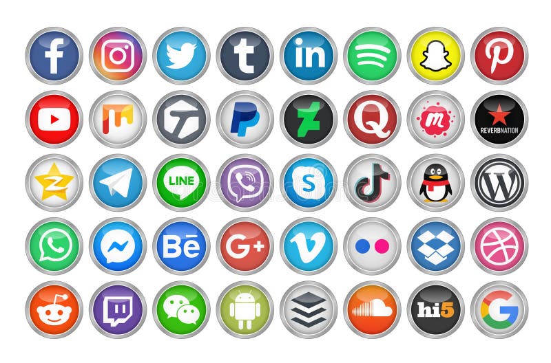 40 Popular Social Media Buttons Pack Editorial Stock Photo ...