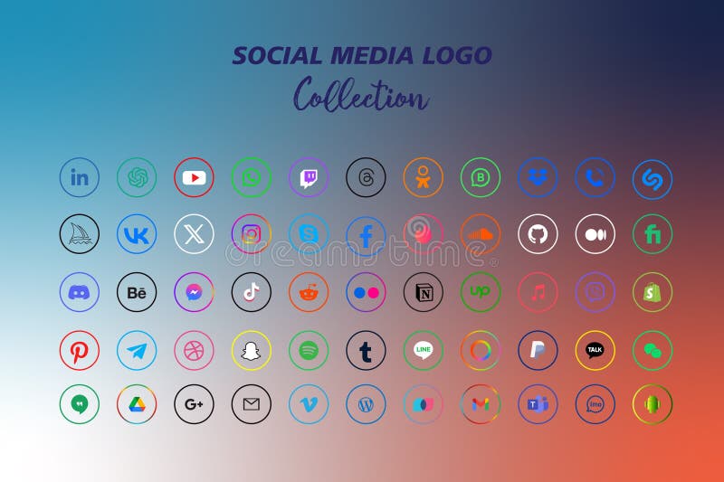 Popular Social Media Icon Pack Editorial Stock Image - Illustration of ...