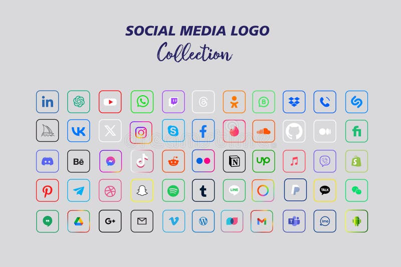Popular Social Media Icon Pack Editorial Stock Photo - Illustration of ...