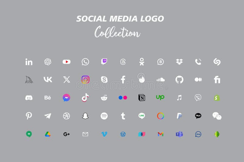 Popular Social Media Icon Pack Editorial Image - Illustration of meta ...