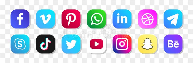 Popular Social Network Icons Big Set. Facebook, Instagram and Youtube ...