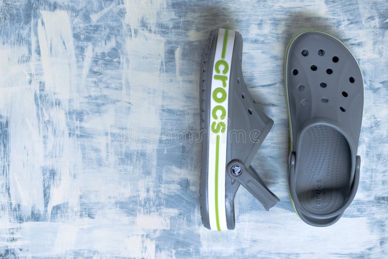 Popular Summer Flip-flops Crocs . Top View, Space for Text Editorial ...