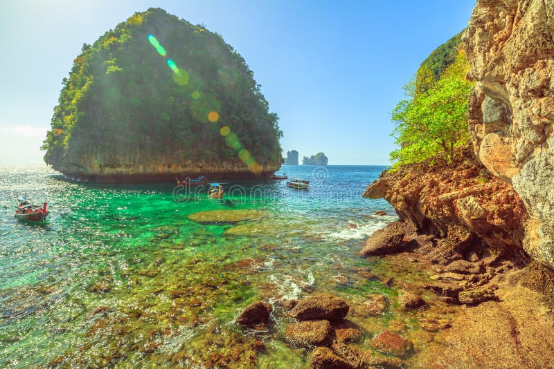 Loh Samah Bay stock photo. Image of boat, krabi, sunny - 118146944