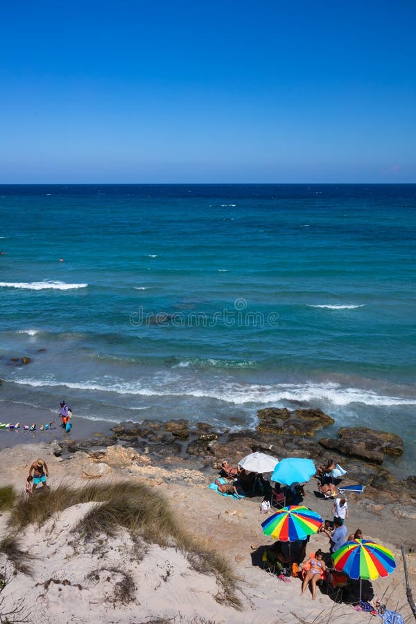 A Populated Beach in Salento, Puglia Editorial Stock Photo - Image of ...