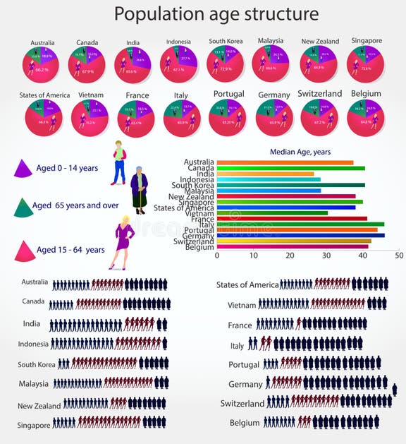 Population age structure stock illustration. Illustration of silhouette ...