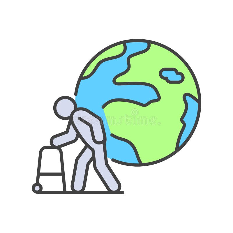 Population Ageing Color Line Icon. Eco Problems. Isolated Vector ...