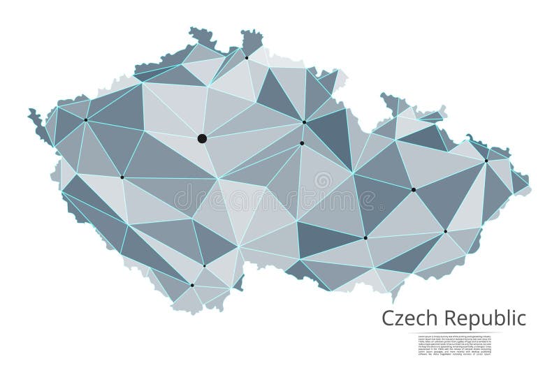 The Map of the Network of the Czech Republic. Vector Low-poly Image of ...