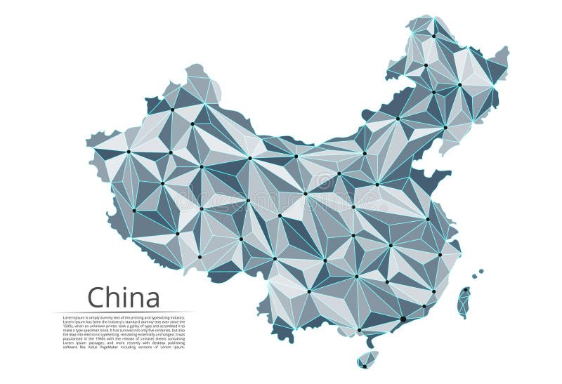 China Communication Network Map. Vector Low Poly Image of a Global Map ...