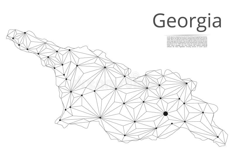 Georgia Communication Network Map. Vector Low Poly Image of a Global ...