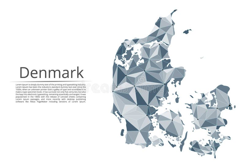 Map of Denmark Connection. Vector Low-poly Image of a Global Map with ...